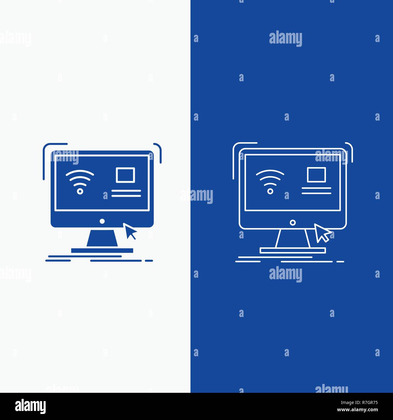 Control Computer Monitor Remote Smart Line And Glyph Web Button In Blue Color Vertical