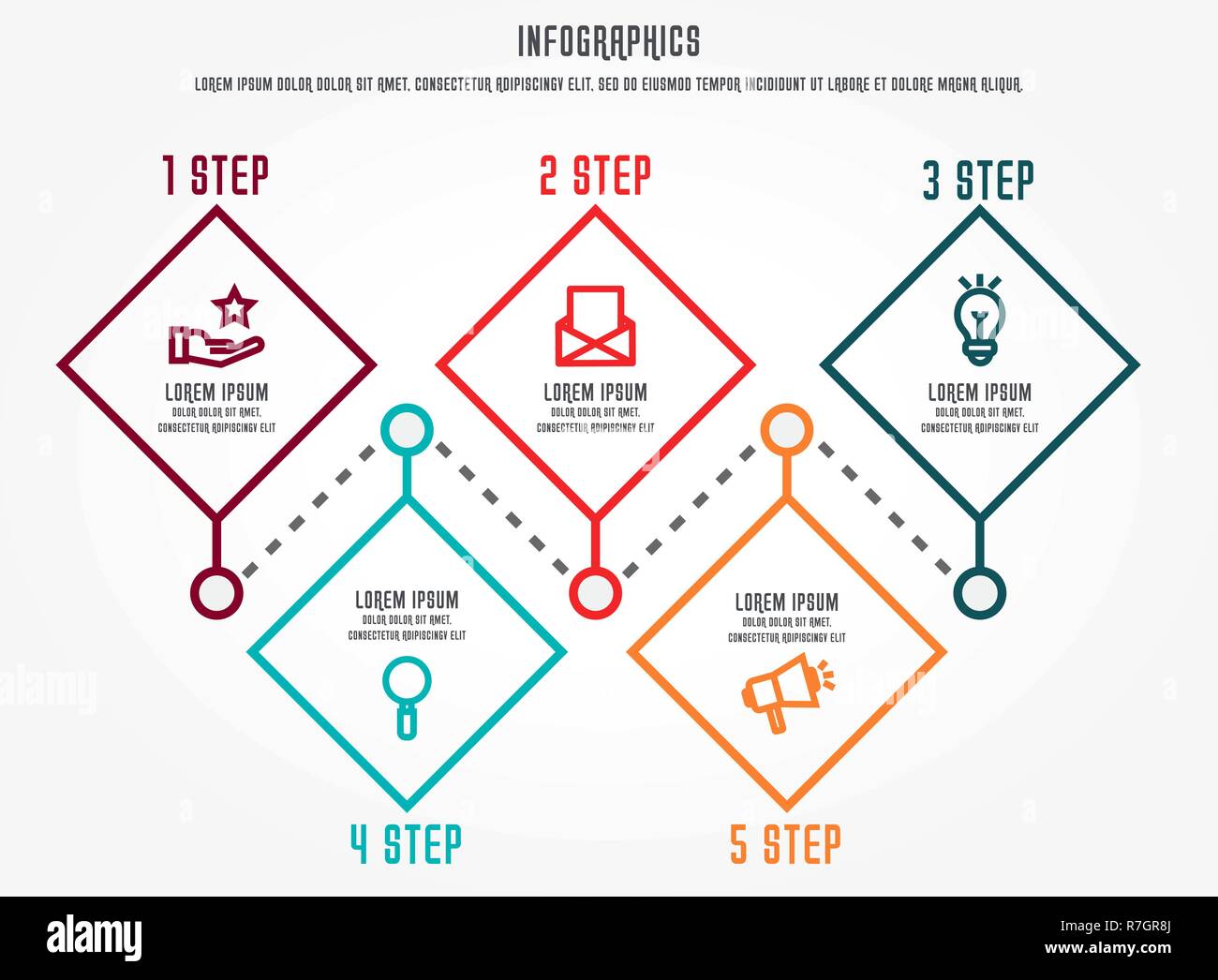 Modern line vector illustration. Infographic template with five ...
