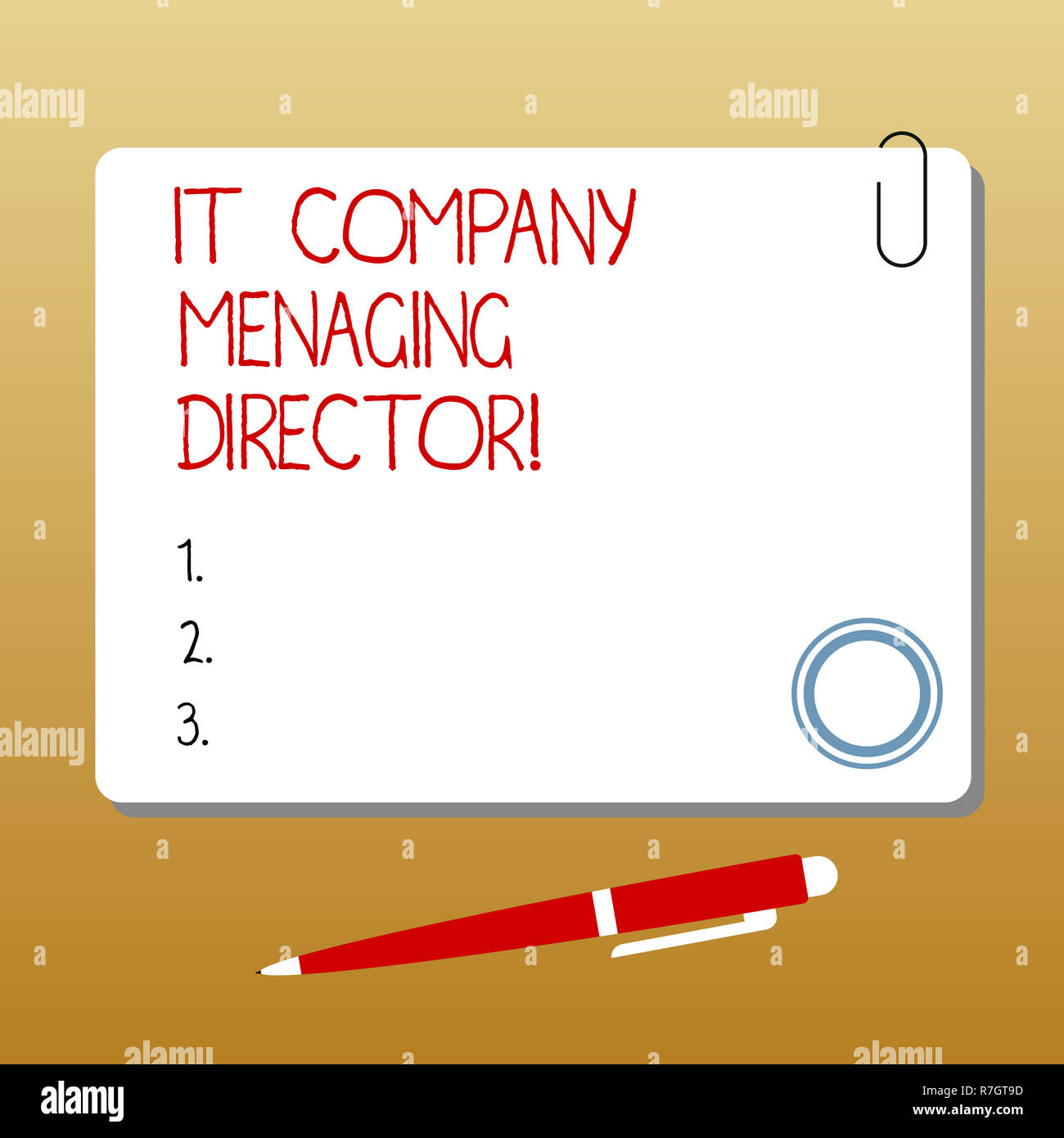 Writing note showing It Company Managing Director. Business photo ...