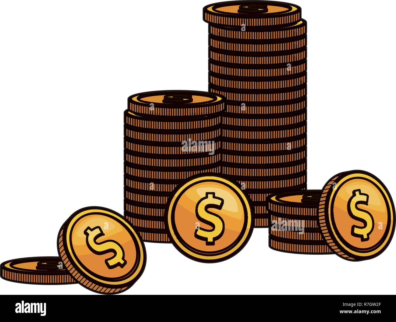 Coins stacked isolated Stock Vector Image & Art - Alamy