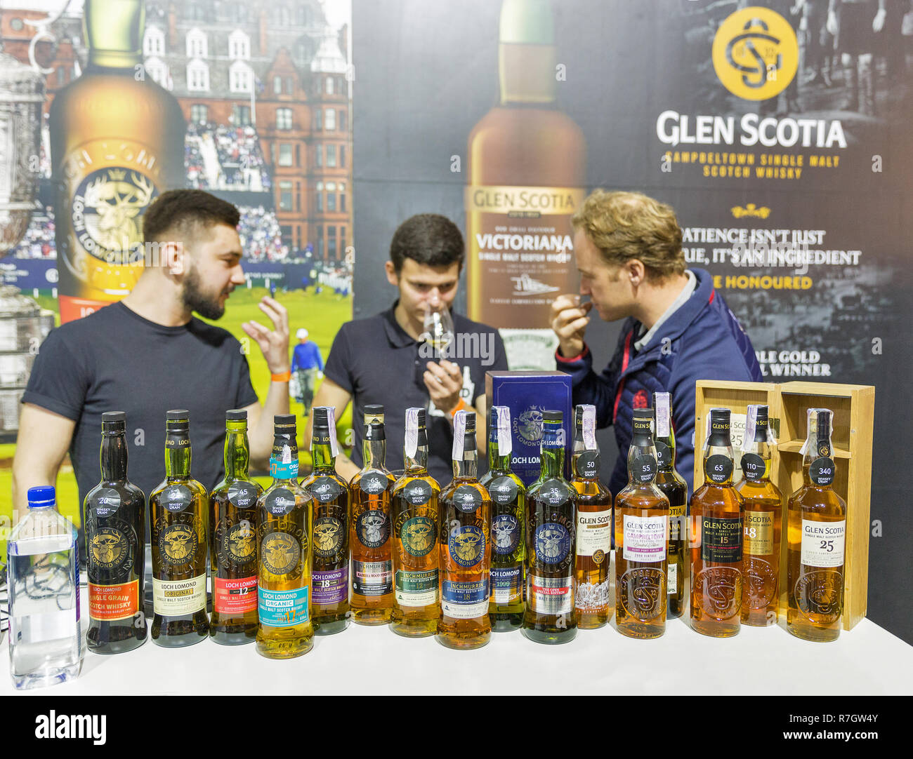 KIEV, UKRAINE - OCTOBER 20, 2018: Presenters work at Glen Scotia Scotch ...