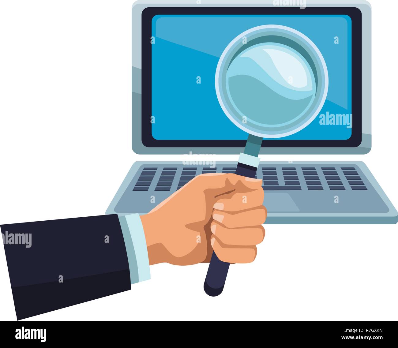 Checking laptop Stock Vector Images - Alamy