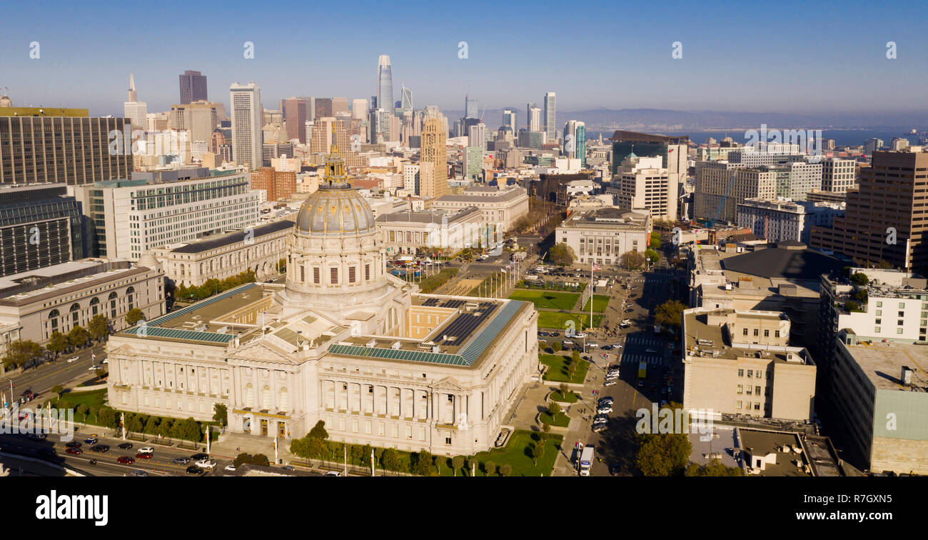 Old City Hall stands majestic in the urban landscape downtown of San ...