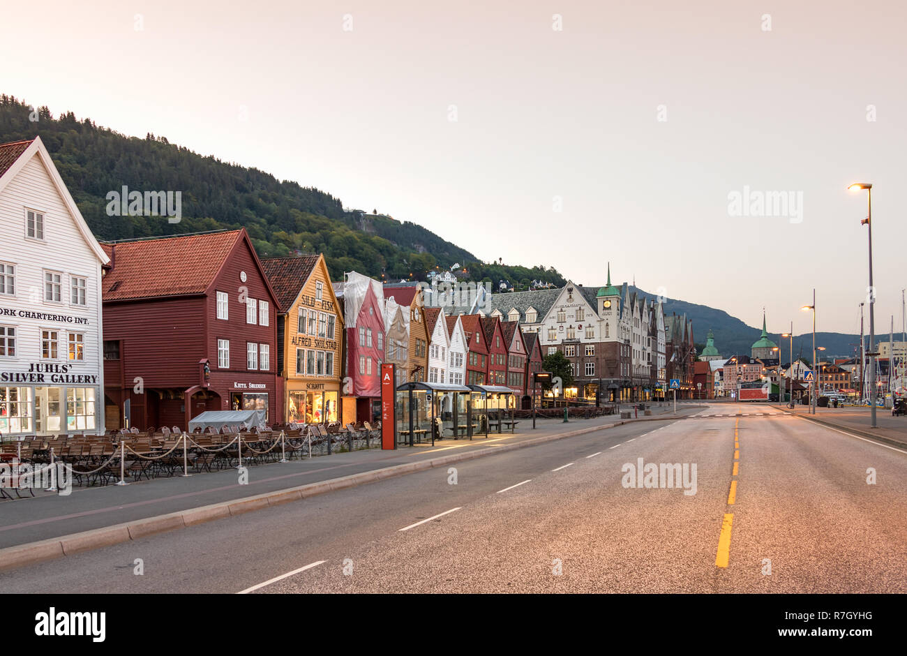 Bergen, Norway - July 27th, 2018: The Bryggen Hanseatic Wharf of Bergen ...