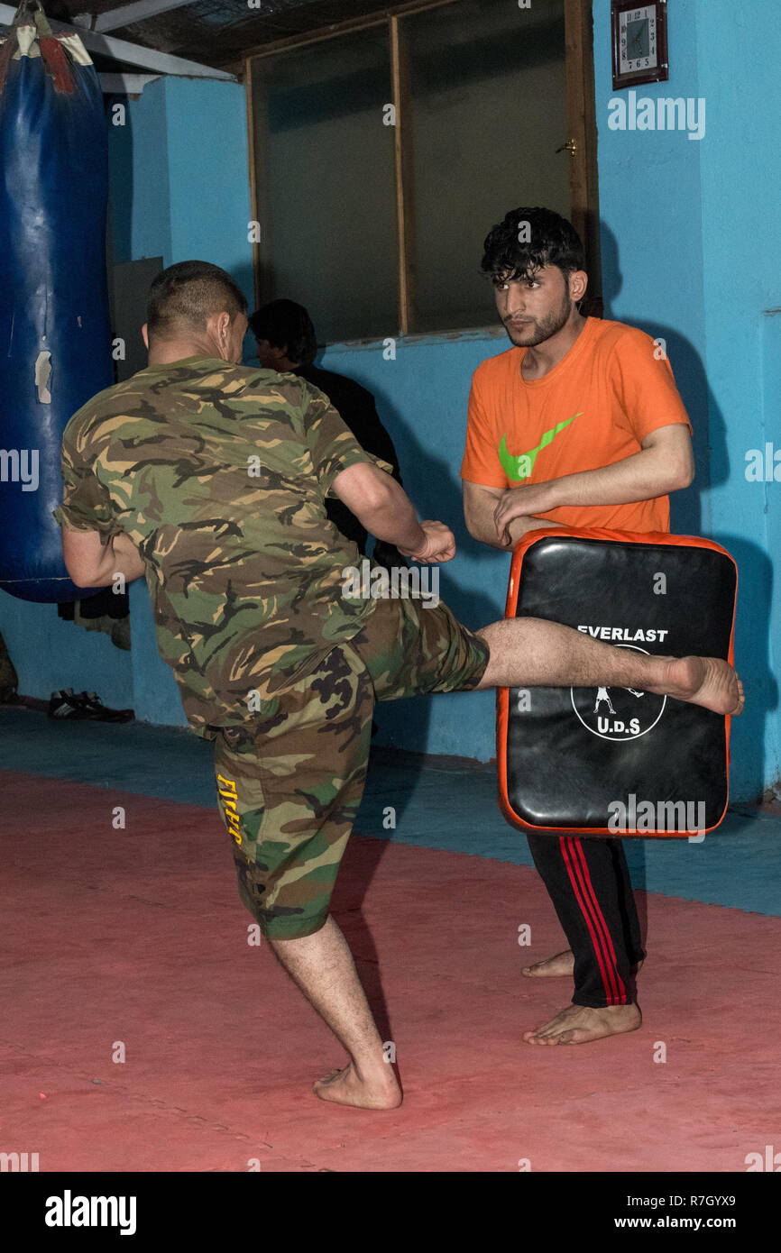 Young Men Training at Kick Boxing Club, Kabul, Kabul Province ...