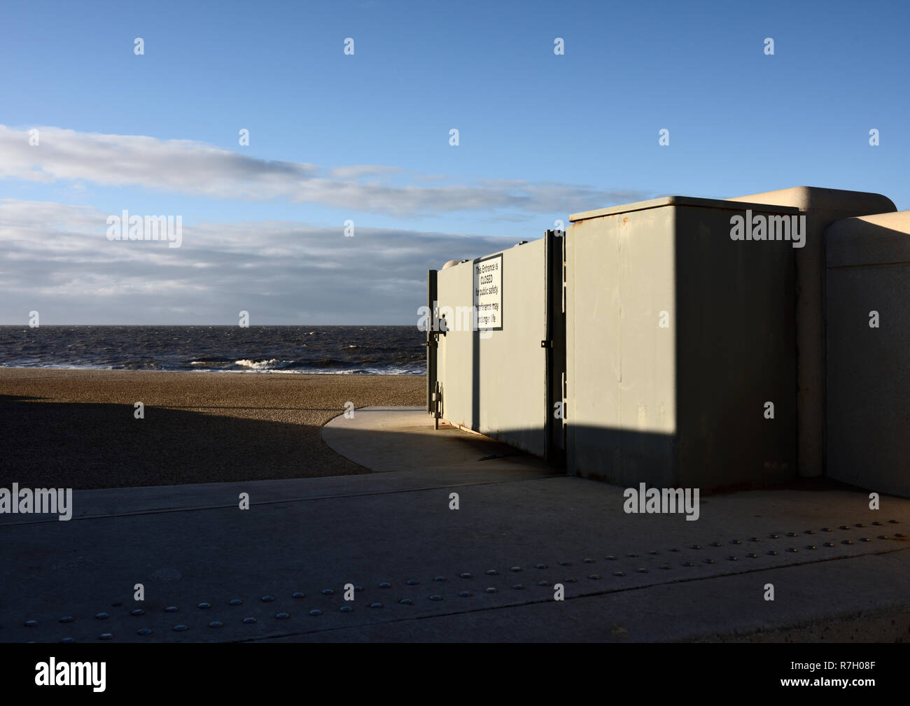 Steel Flood gates on cleveleys promenade part of the sea defence scheme ...