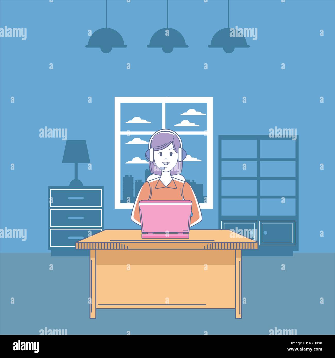Customer services desk Stock Vector Images - Alamy