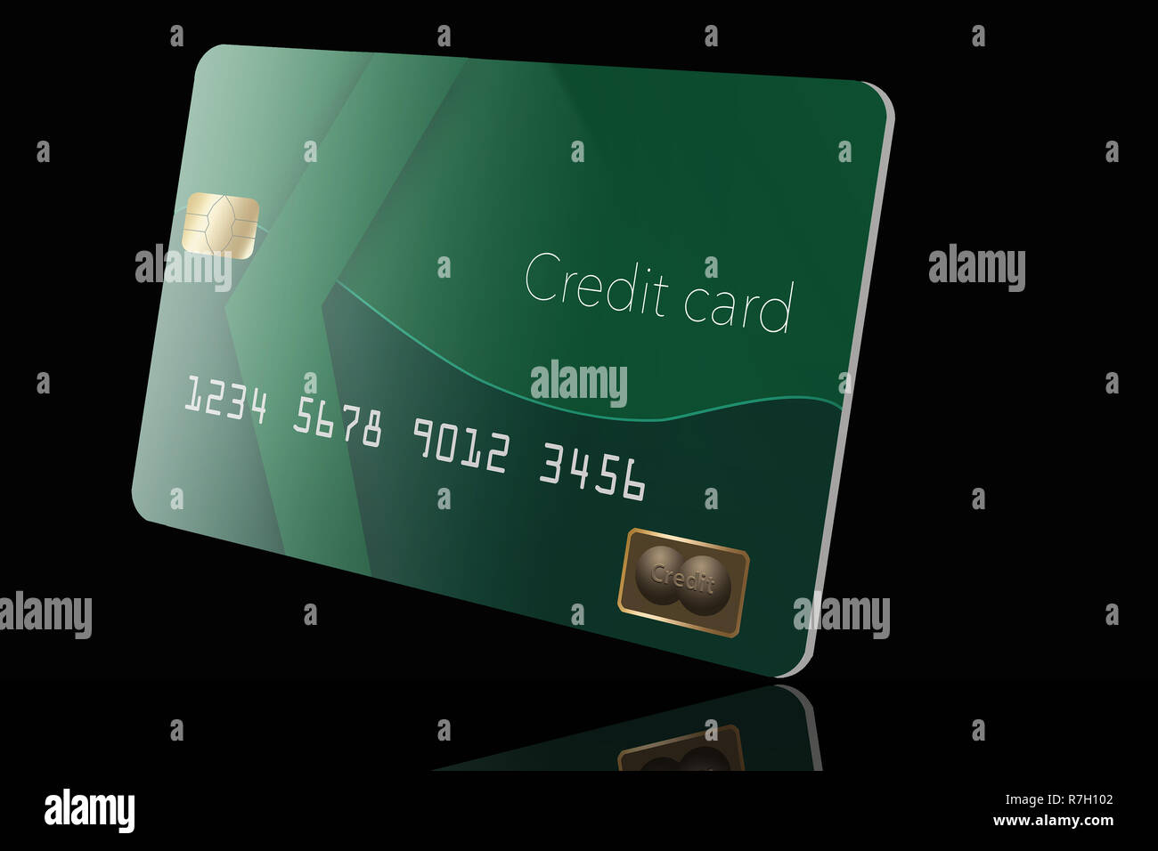 Here is a mock, generic green credit card isolated on the background ...