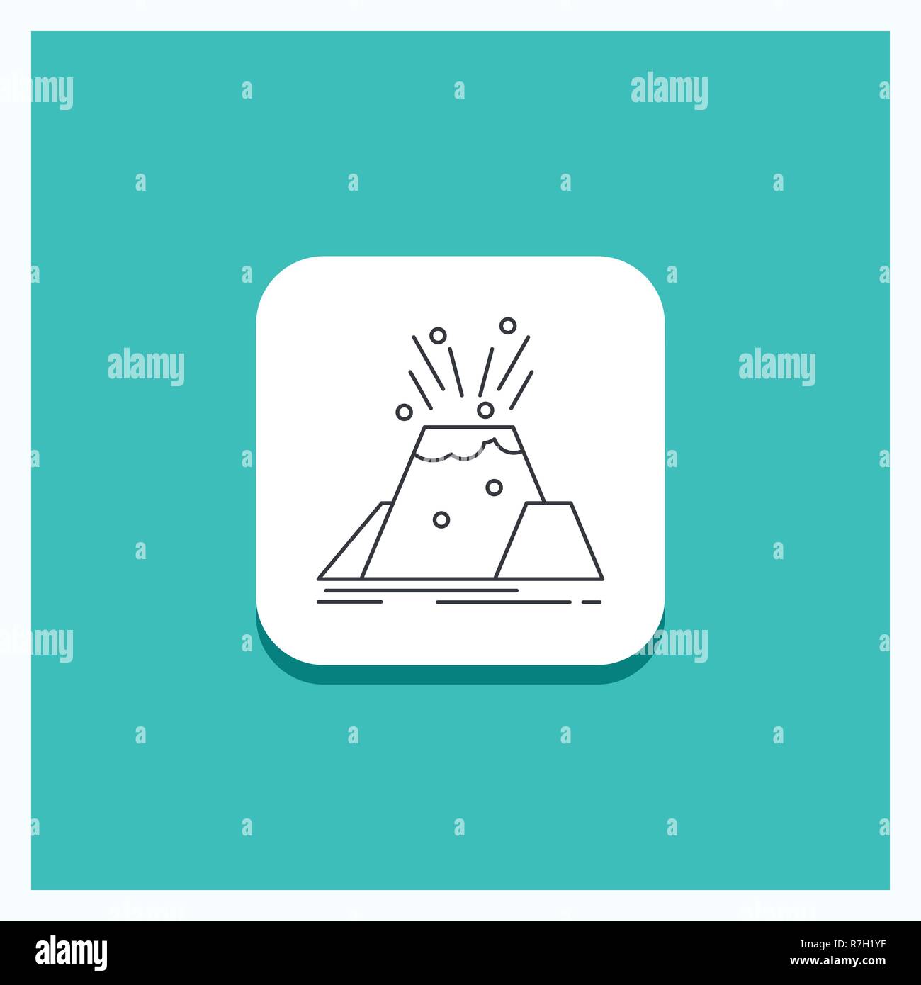 Round Button for disaster, eruption, volcano, alert, safety Line icon ...