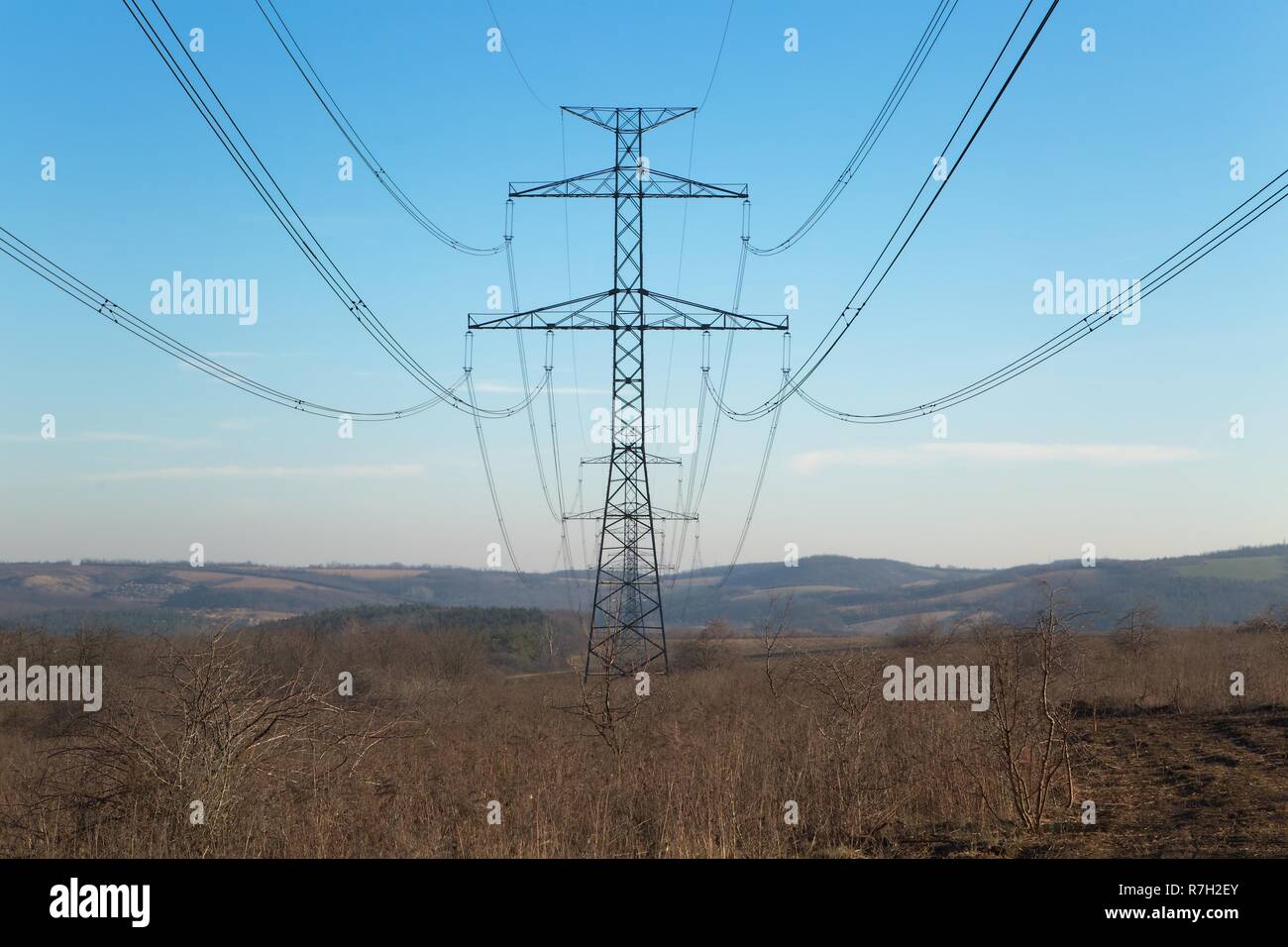 Electric power lines Stock Photo - Alamy