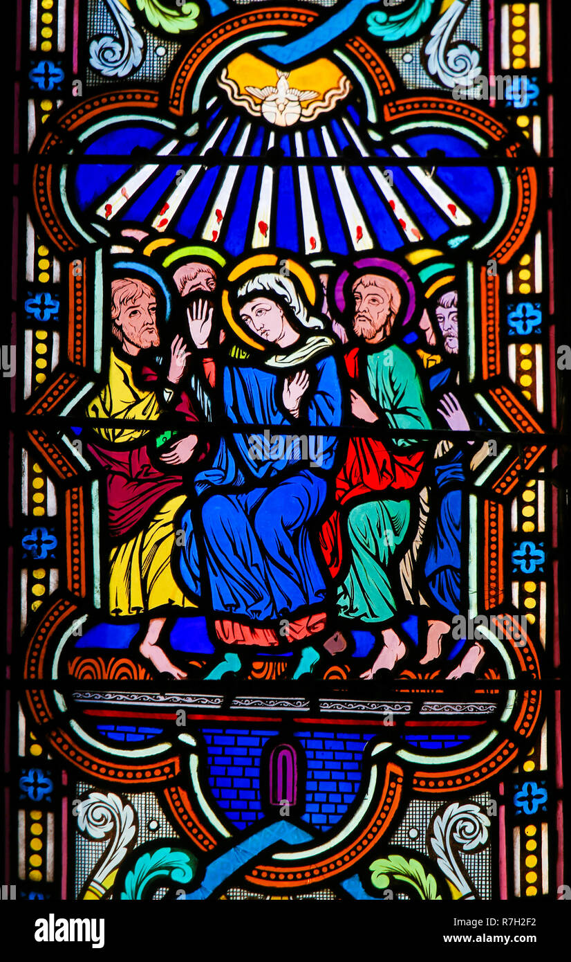 Stained Glass in the Cathedral of Monaco depicting Mary and the ...