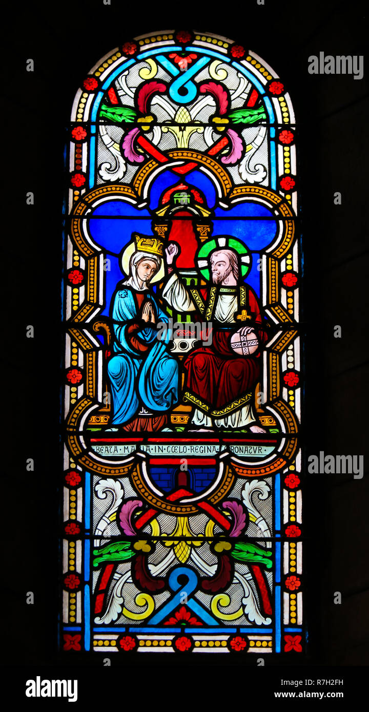 Stained Glass in the Cathedral of Monaco depicting the Coronation of ...