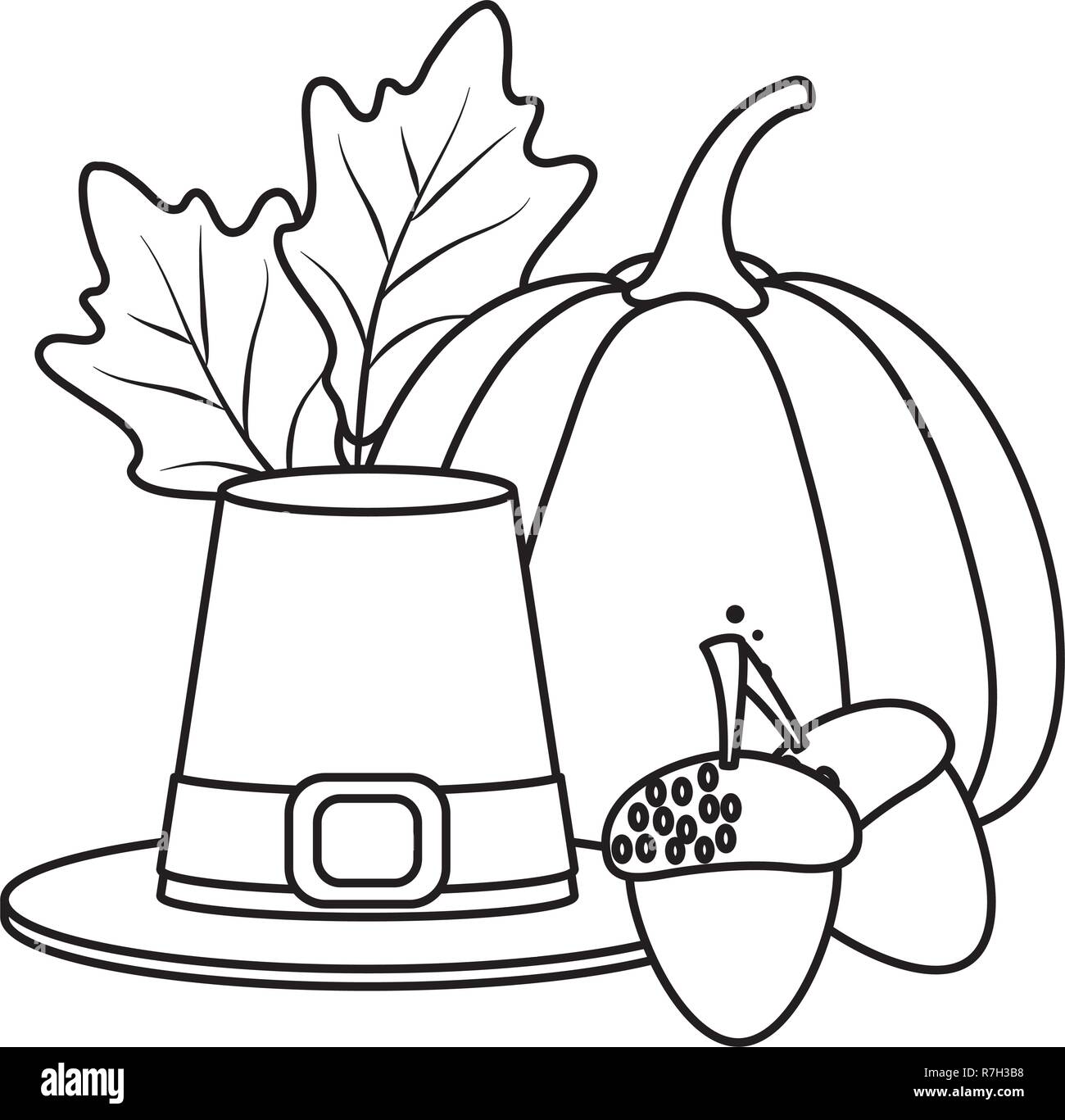 Thanksgiving lettering pilgrim hat Stock Vector Images - Alamy