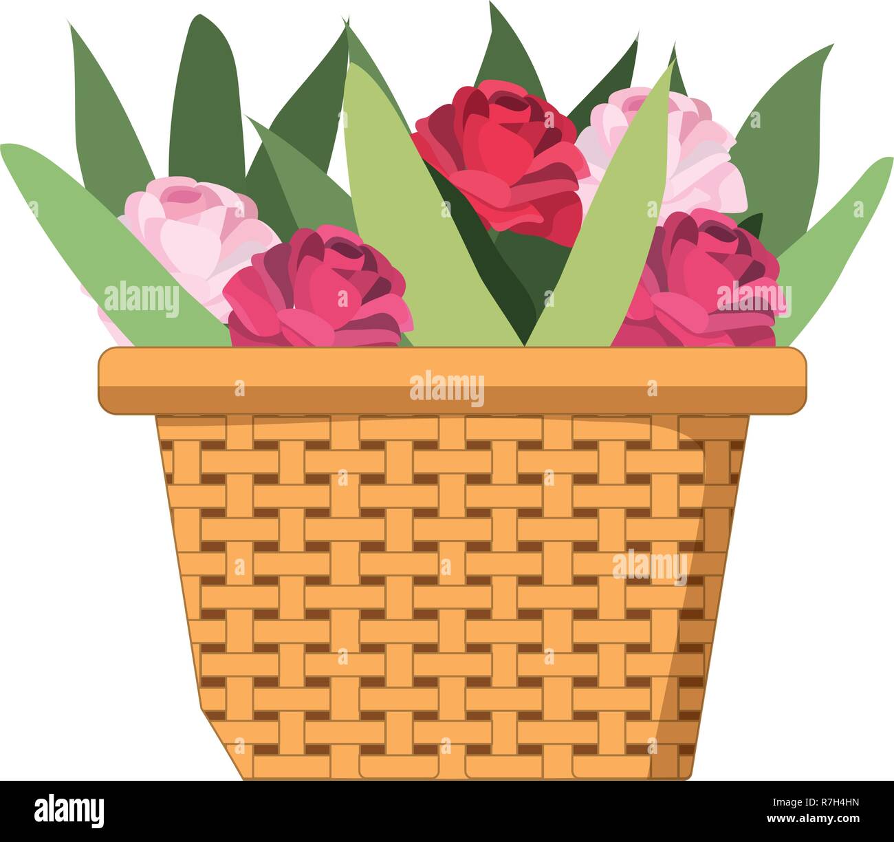 cute basket with flowers Stock Vector Image & Art - Alamy