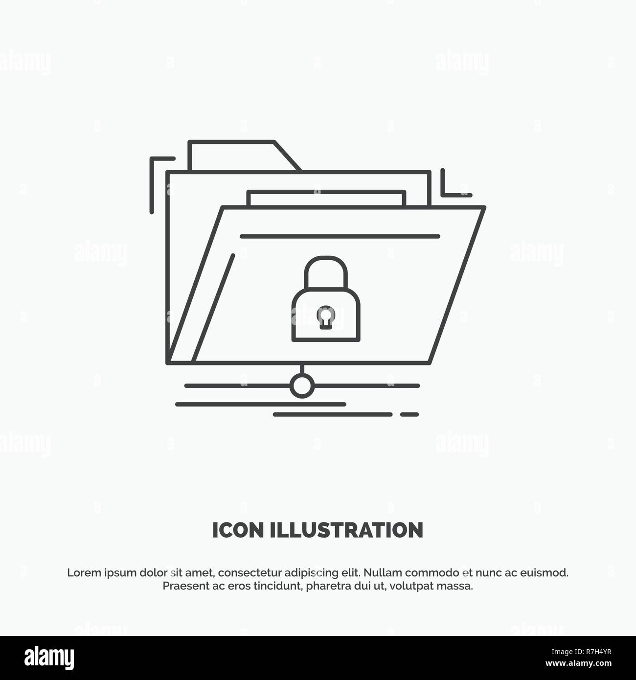 Encryption Files Folder Network Secure Icon Line Vector Gray Symbol For Ui And Ux Website