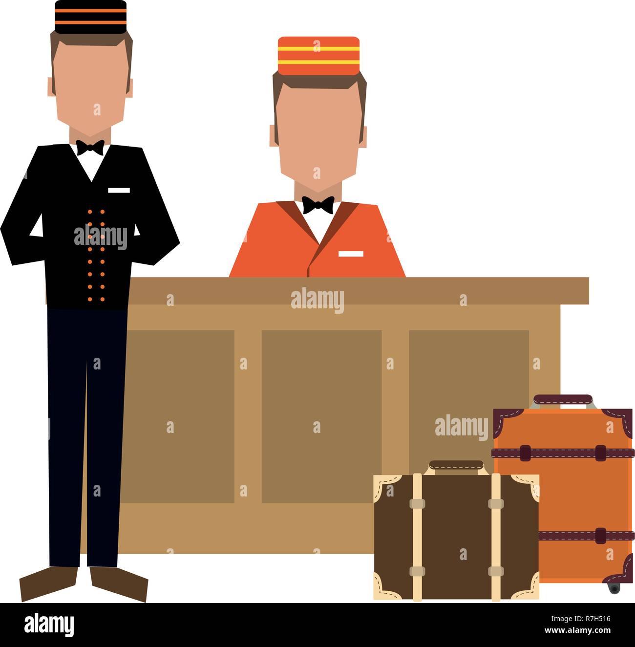 Hotel service bellboy luggage Cut Out Stock Images & Pictures - Alamy