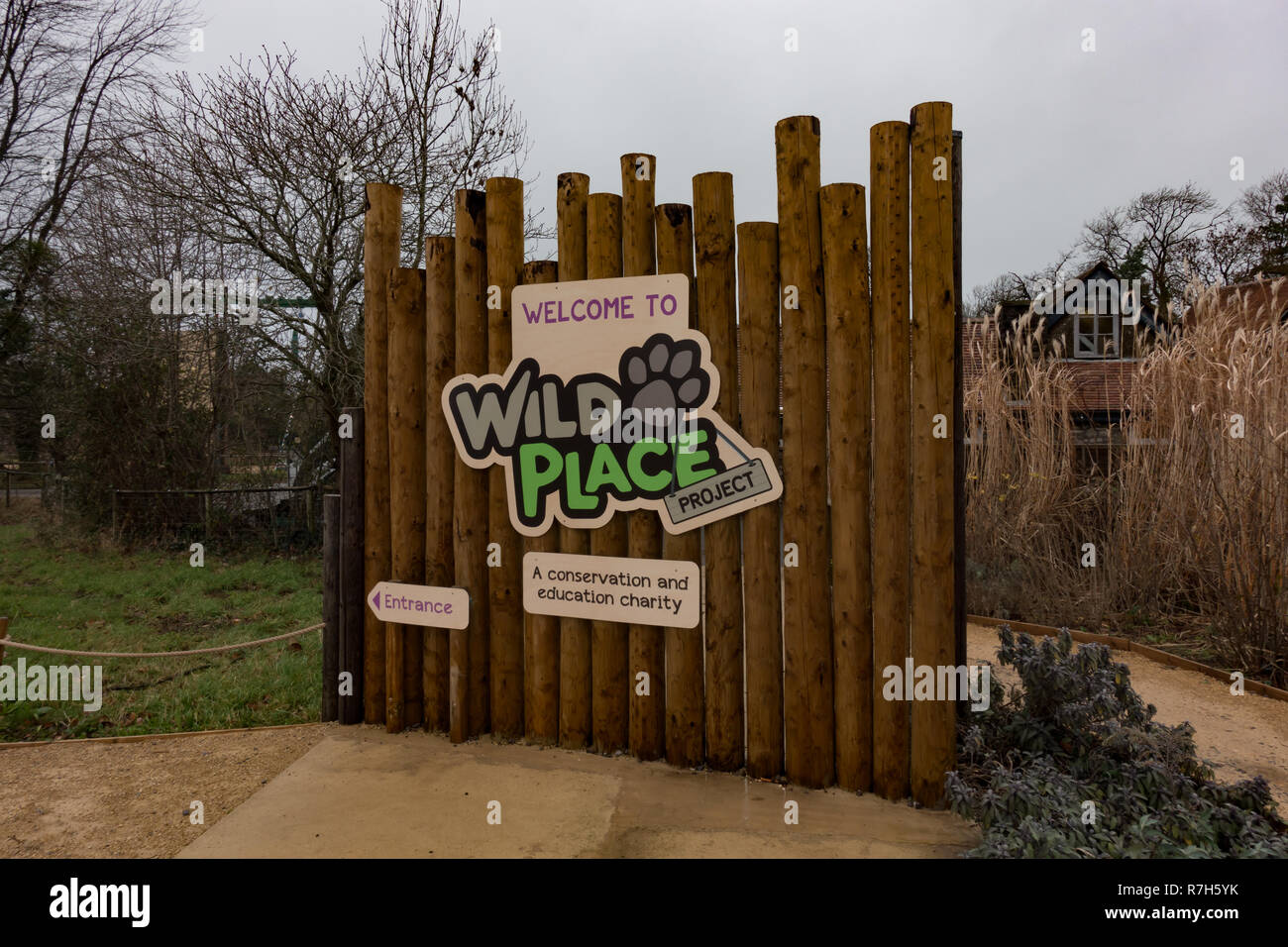 Sign to entrance of the Wild Places Project. Bristol. UK Stock Photo ...