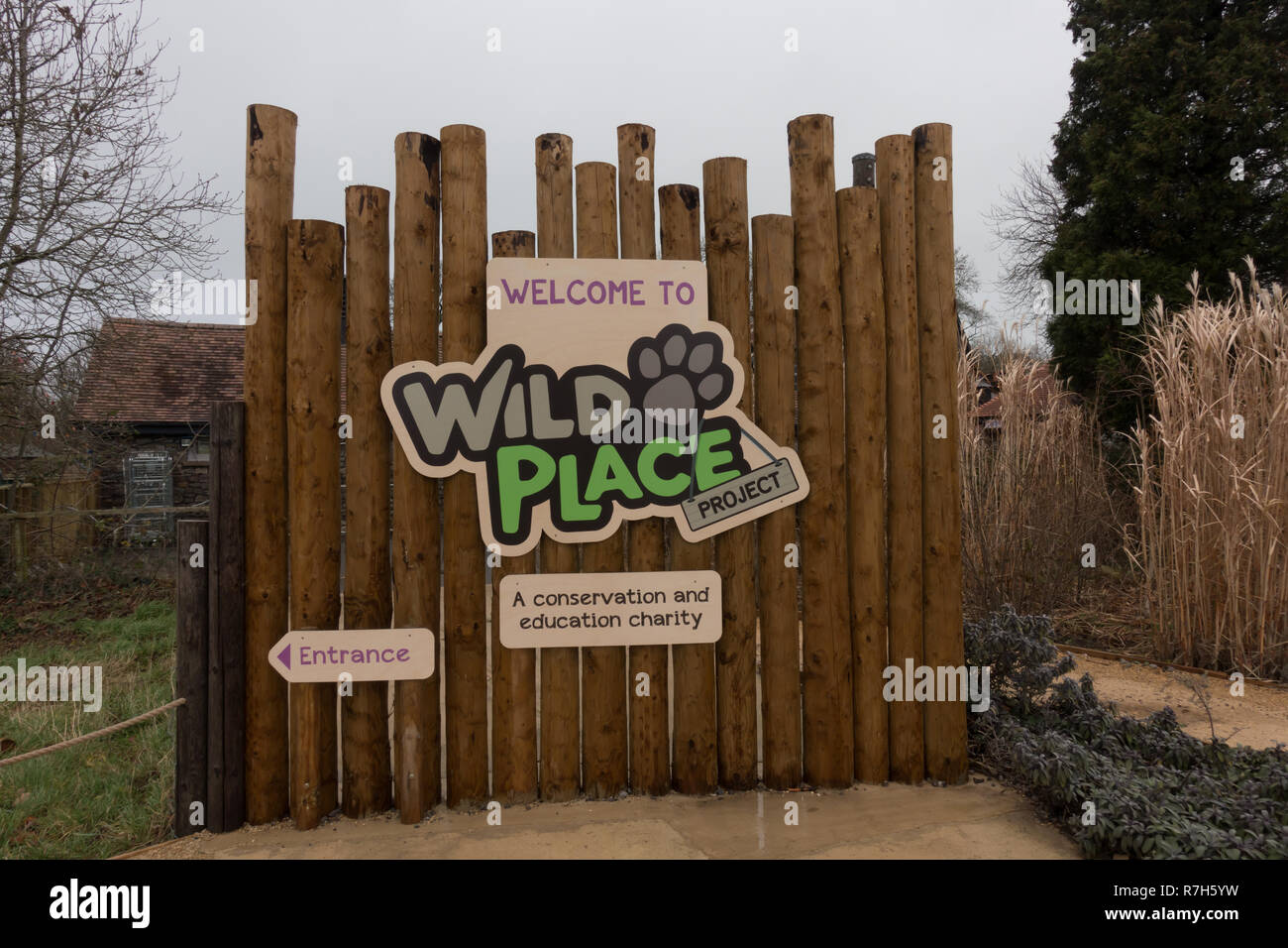 Sign to entrance of the Wild Places Project. Bristol. UK Stock Photo ...