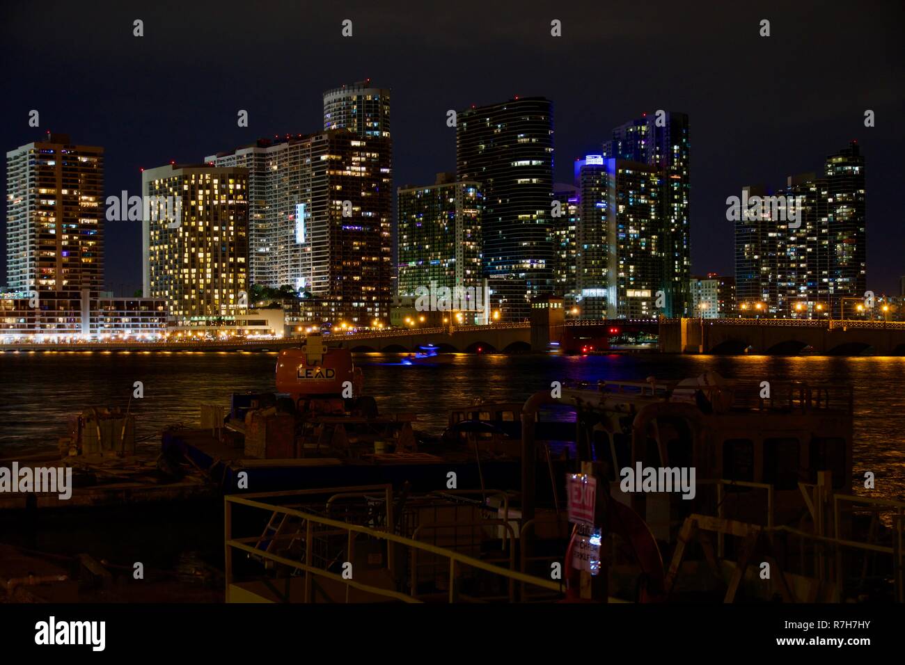 Buildings in Brickell Miami. The night sky in beautiful Brickell in ...