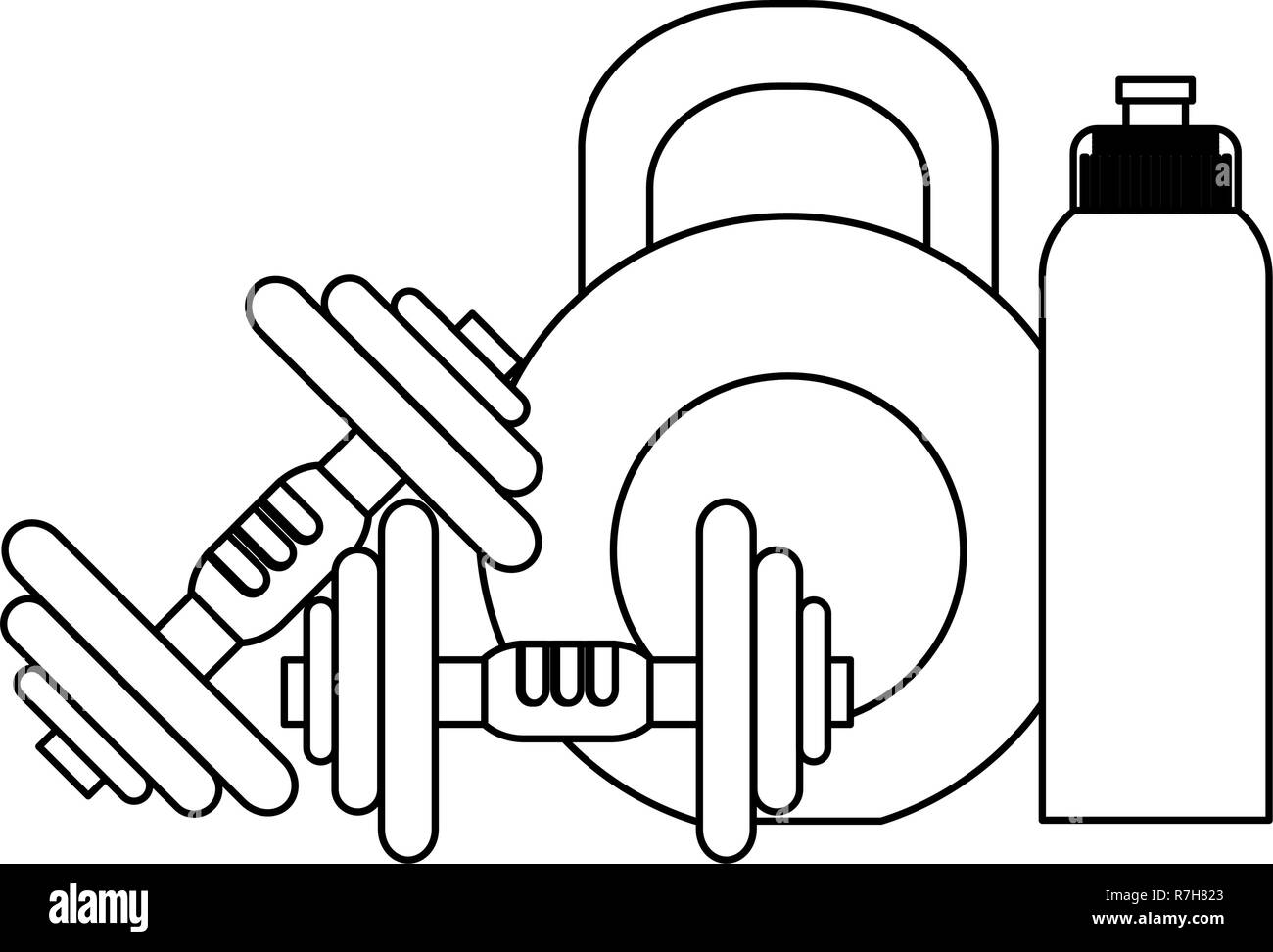 Gym and fitness elements black and white Stock Vector Image & Art - Alamy