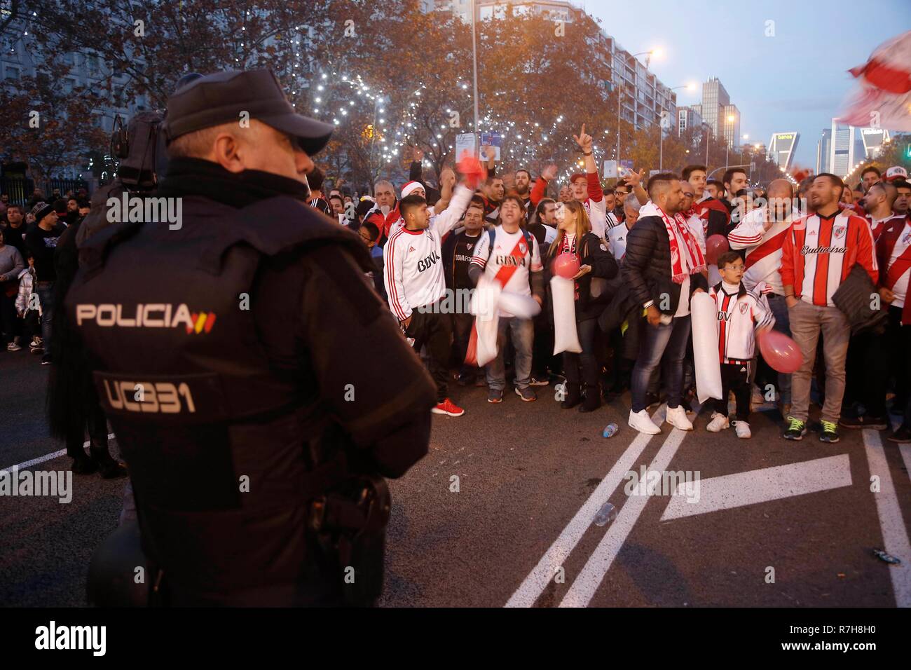 Madrid, Spain. 9th December 2018. Supporters of River Plate on the way ...
