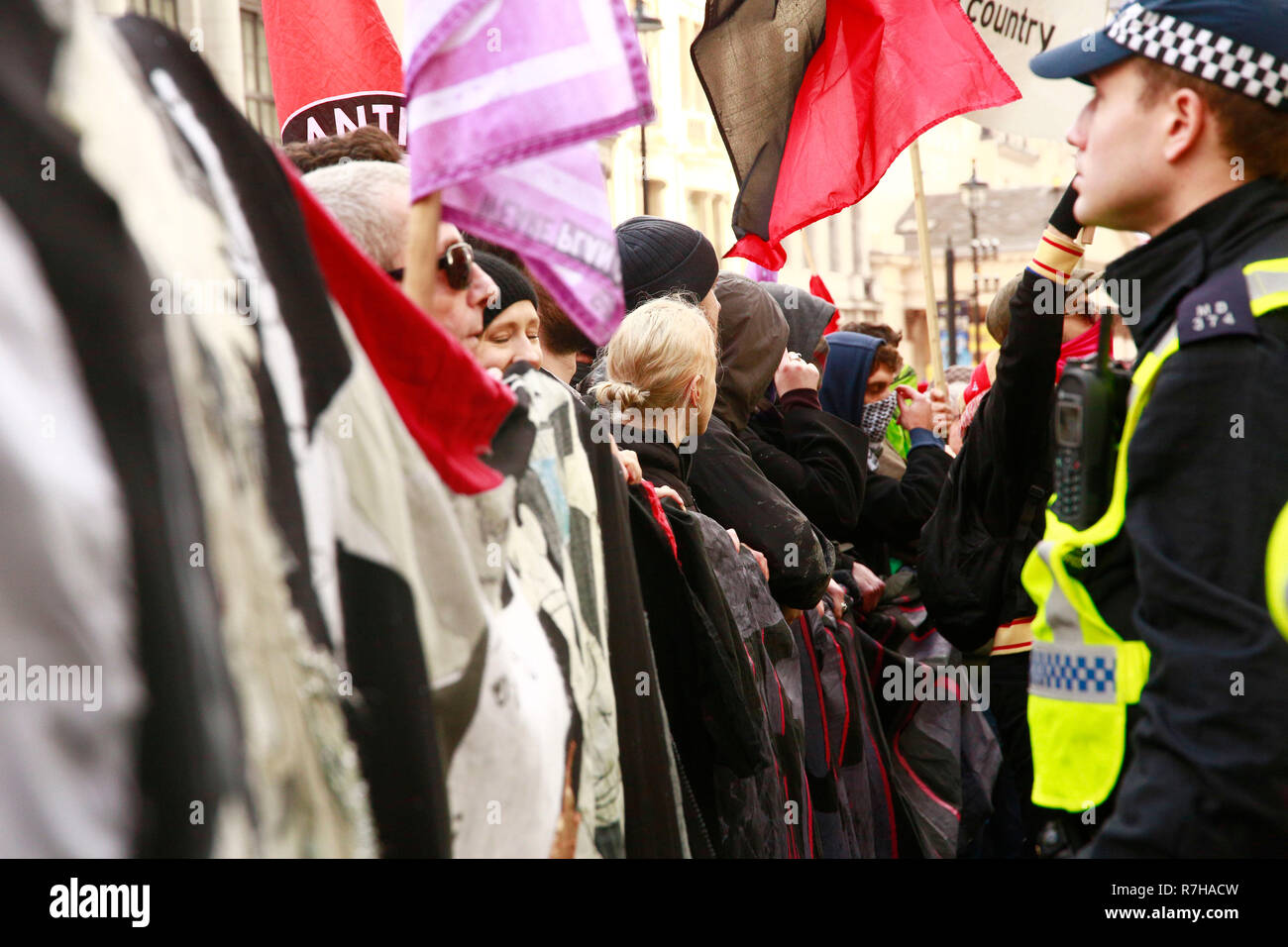 London, UK. 9th Dec 2018. Anti Racist protesters oppose UKIP and Tommy ...