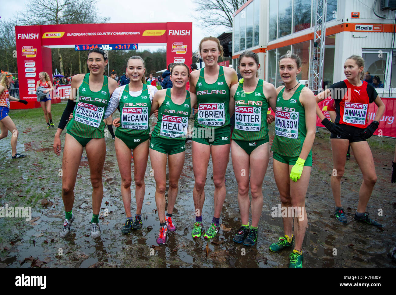 Tilburg, Netherlands. 9th December 2018. U20 Irish Women's Team at the Spar European Cross ...