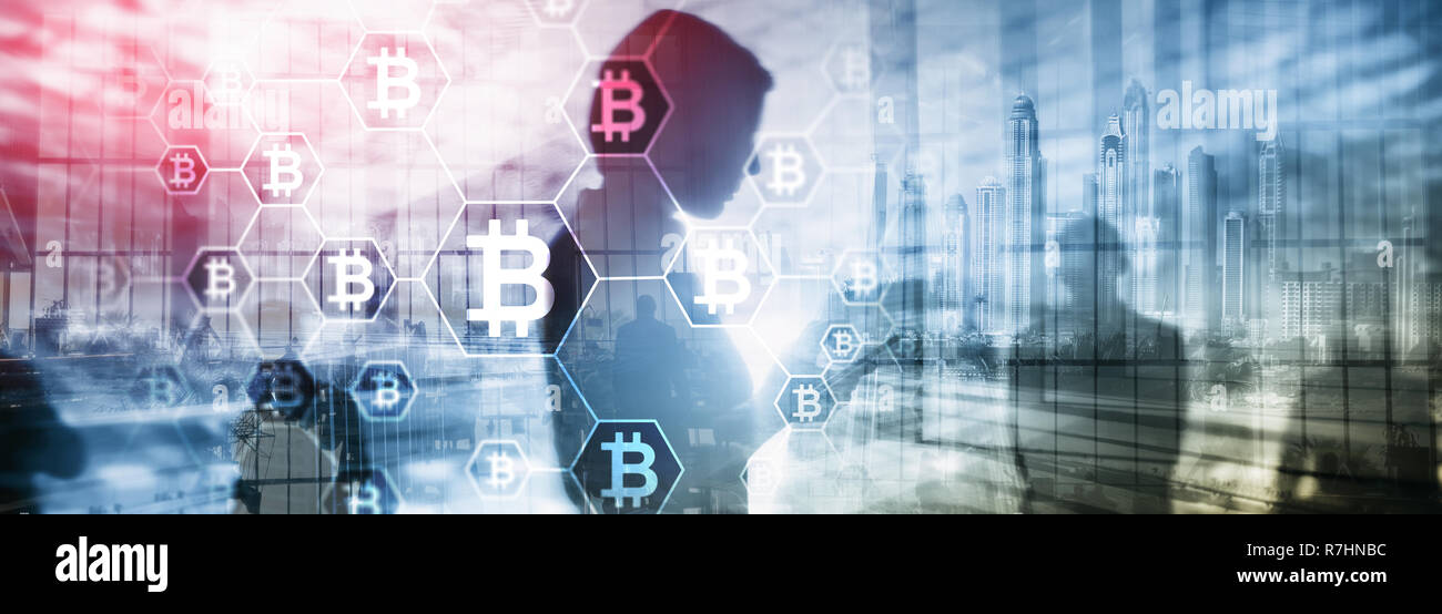 Bitcoin, Blockchain concept on server room background Stock Photo - Alamy