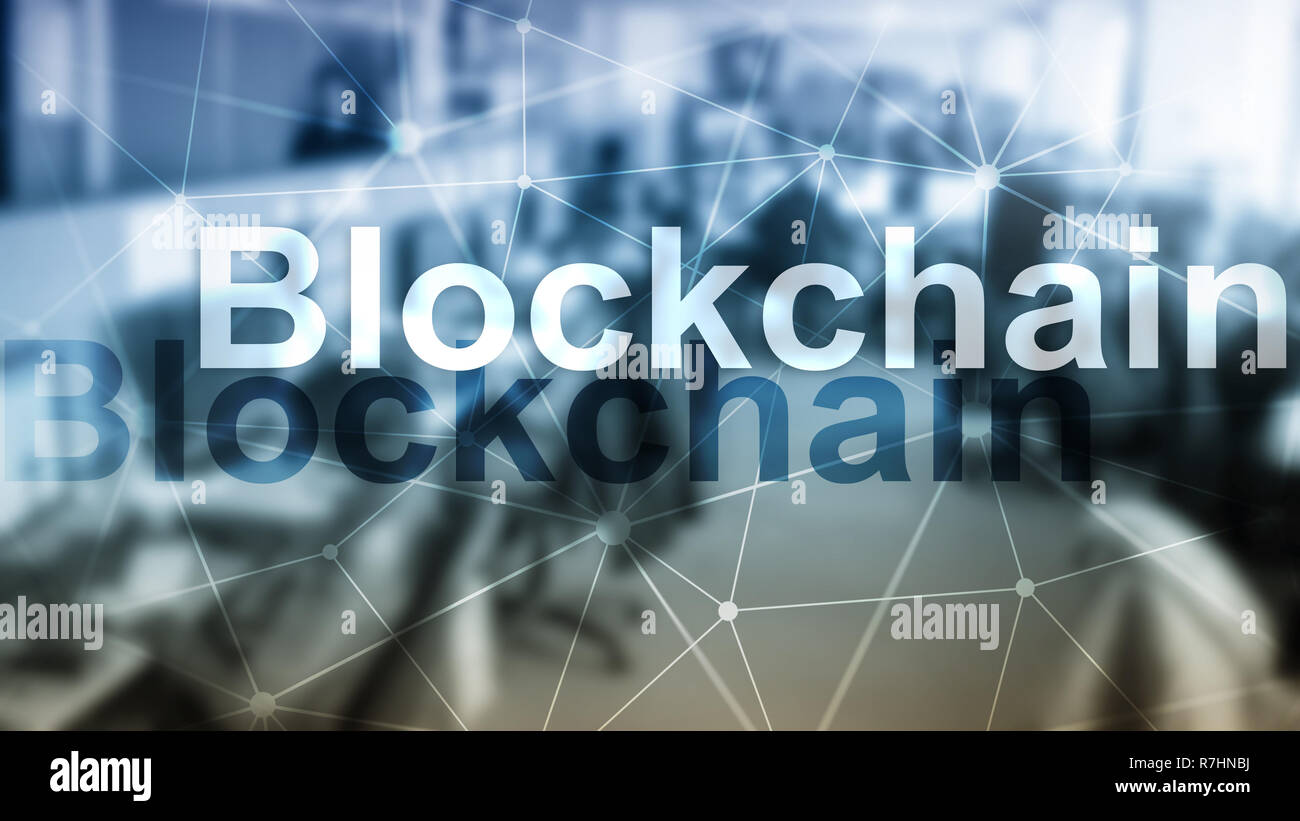 Blockchain technology Concept on server background. Data encryption ...