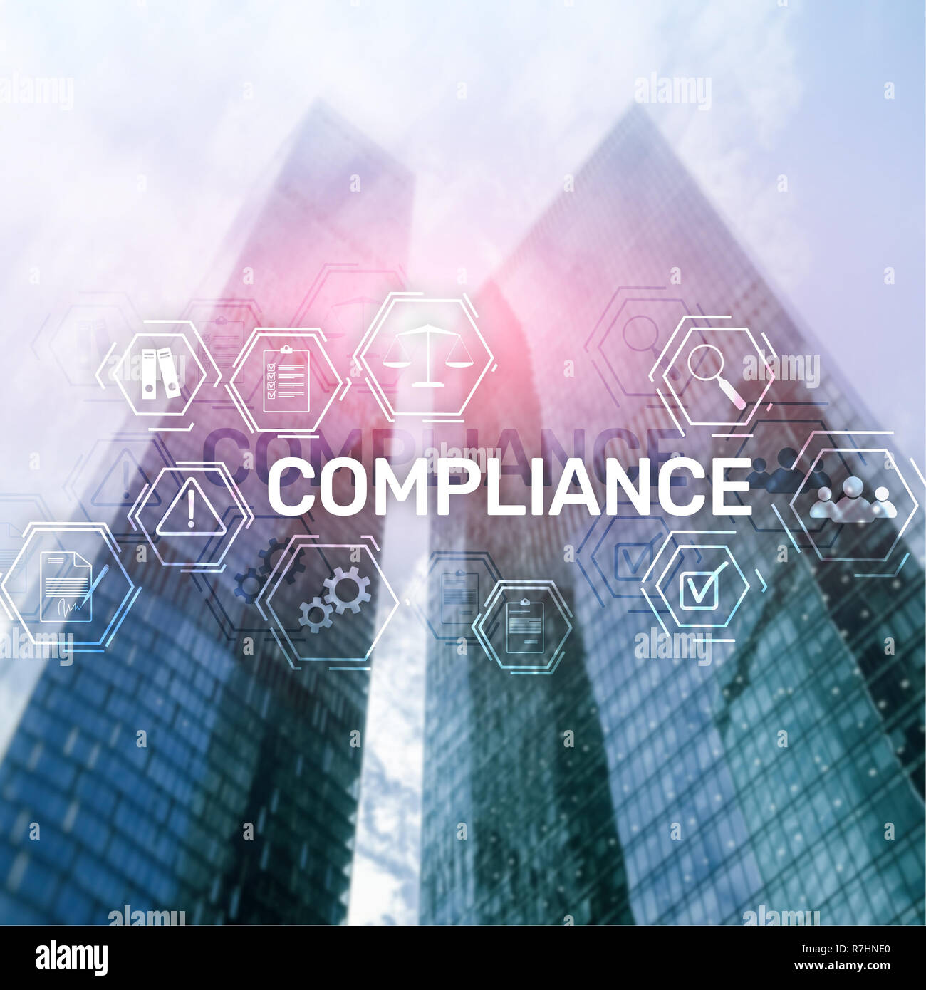Compliance diagram with icons. Business concept on abstract background ...