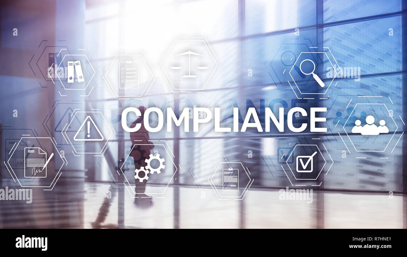 Compliance diagram with icons. Business concept on abstract background ...