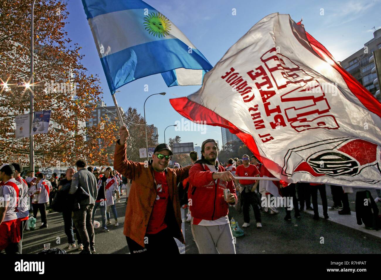 River Plate fans waving flags moments before the final of the ...