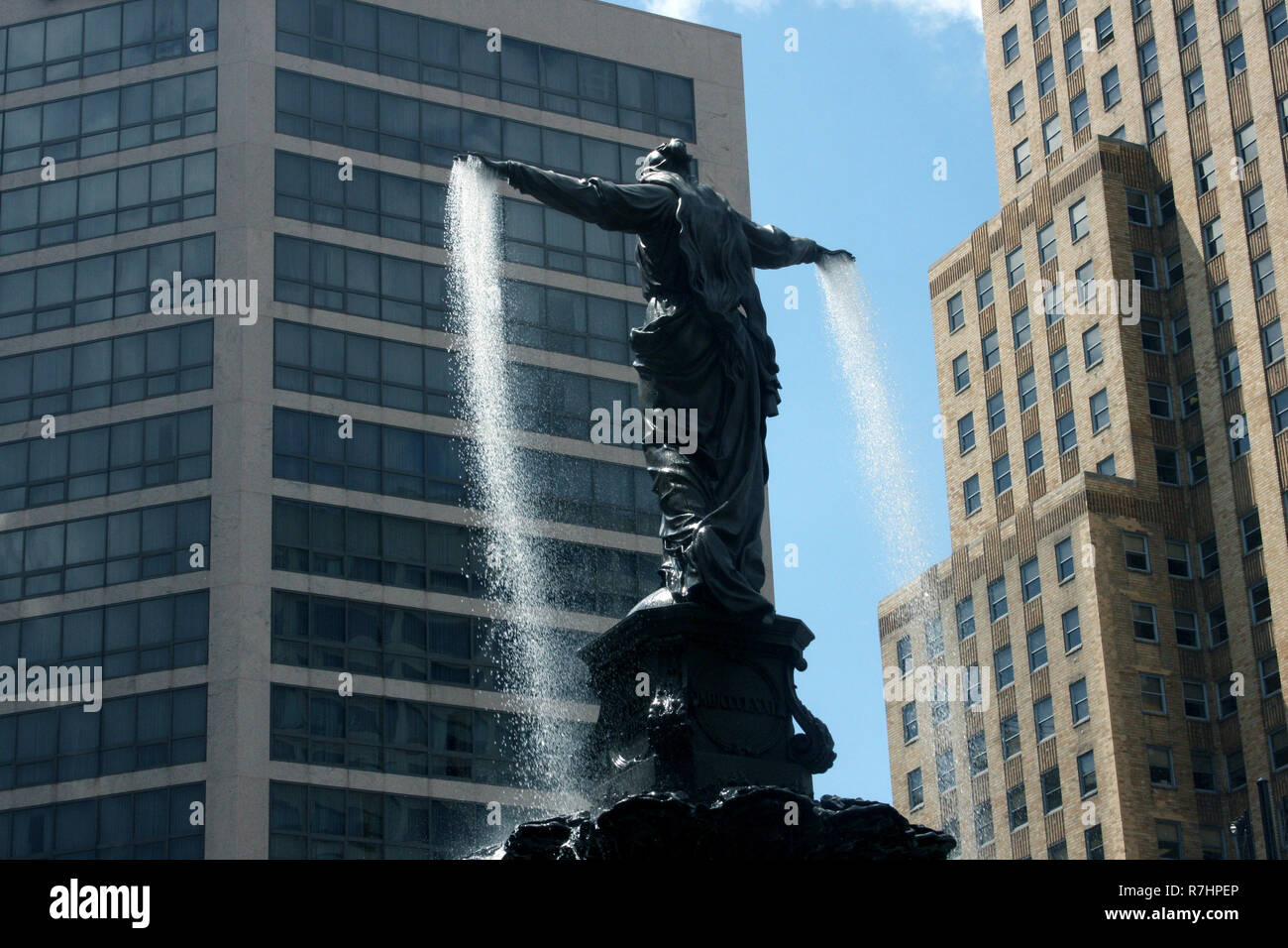 The Genius of Water fountain in downtown Cincinnati, Ohio, USA Stock ...