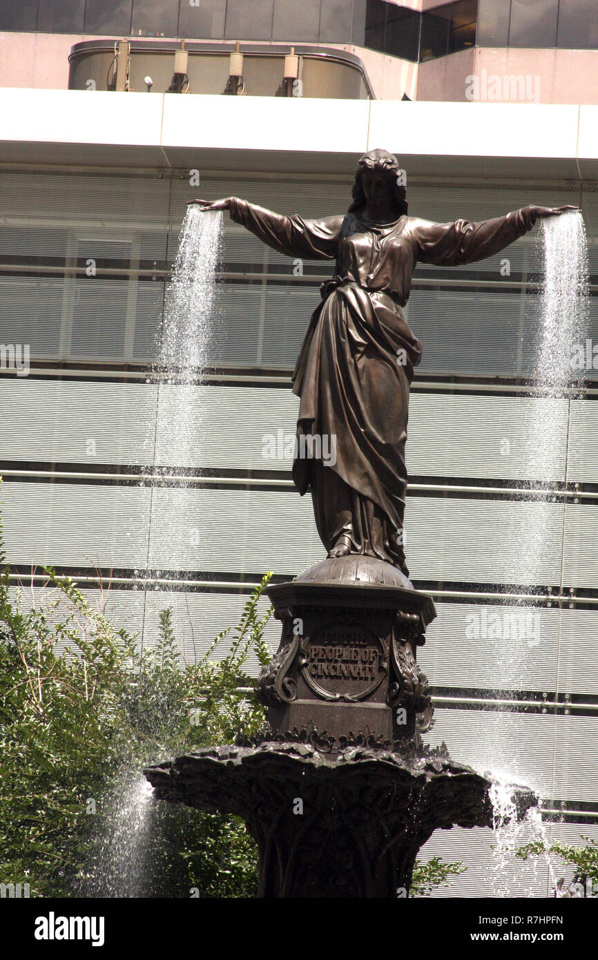 The Genius of Water fountain in downtown Cincinnati, Ohio, USA Stock ...