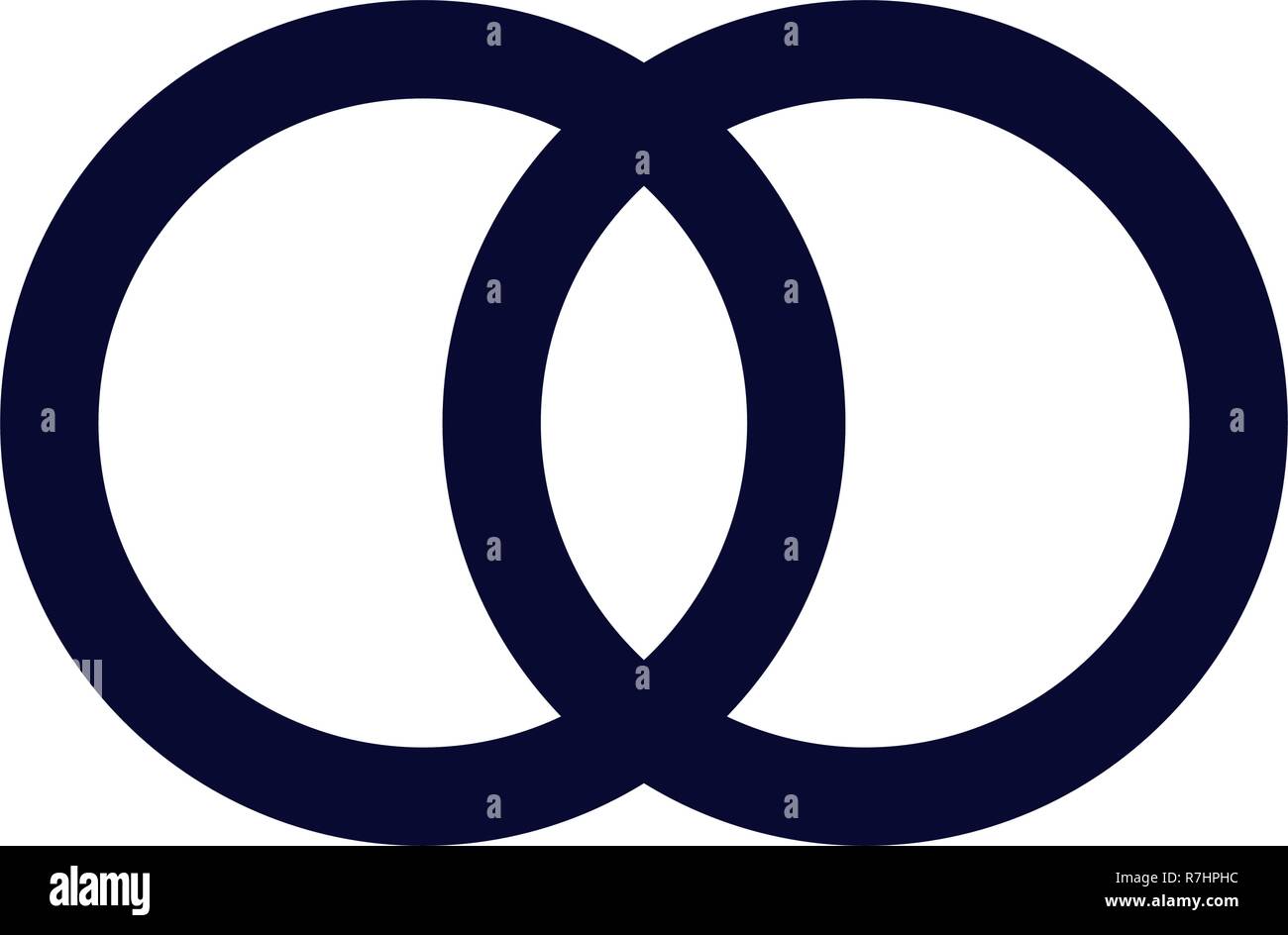 The United wedding ring icon. Marriage and glans symbol. Flat Vector ...