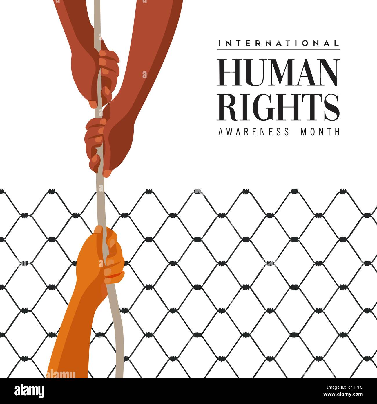 International Human Rights illustration for world help concept, hands ...