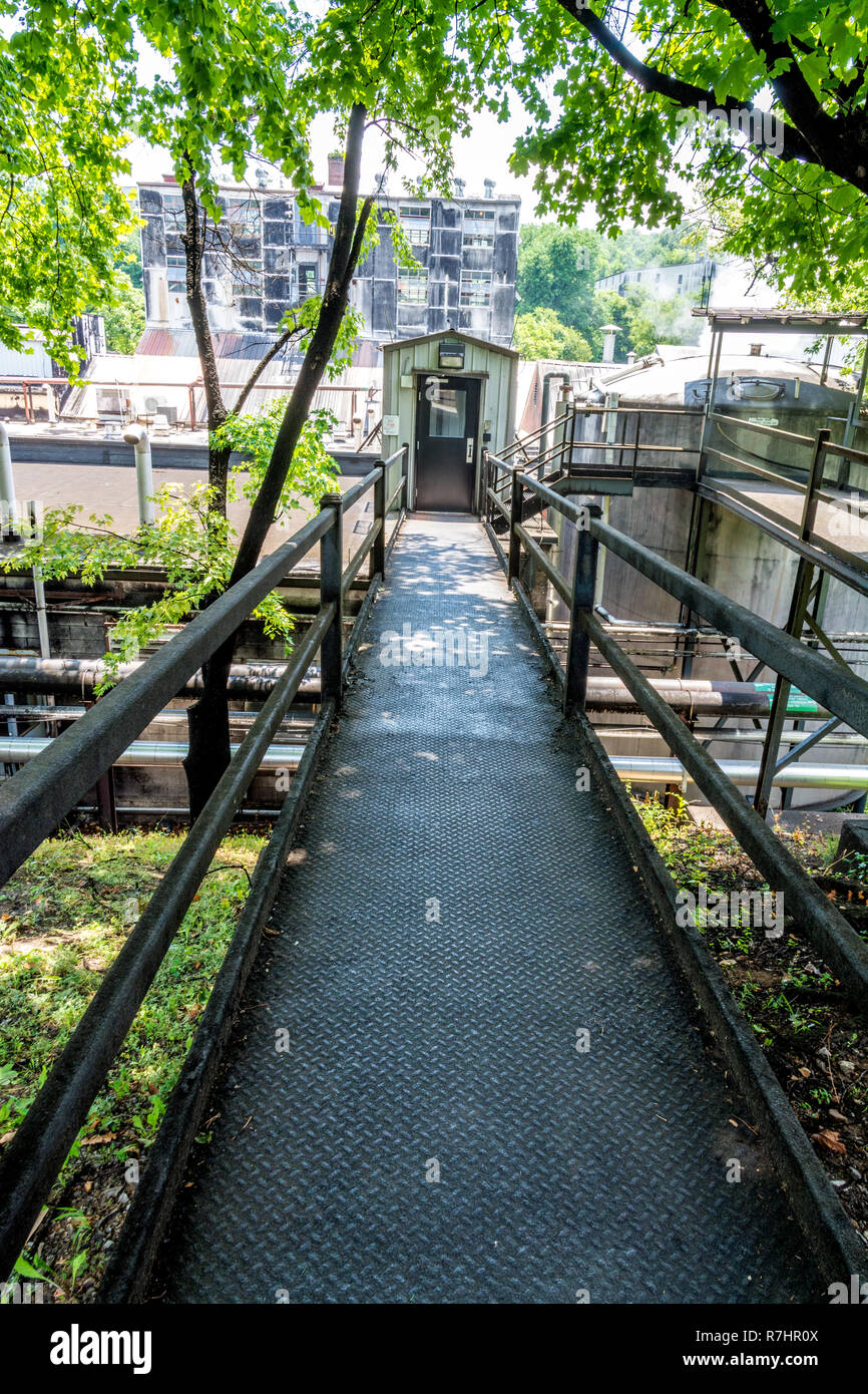 Bridge leads to a small building where stairs take you to the next ...
