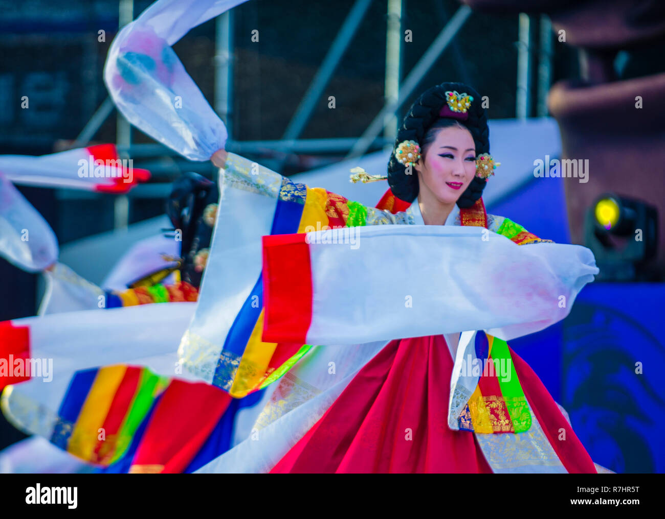 Korean folk dancer perform at the Maskdance festival in Andong South ...