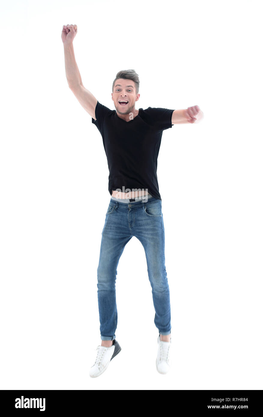 Handsome man jumping Stock Photo - Alamy