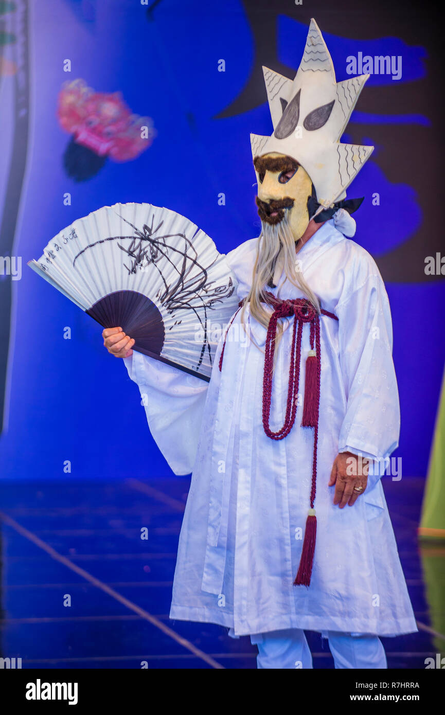 Actor performing the traditional Korean Maskdance at Andong South Korea ...