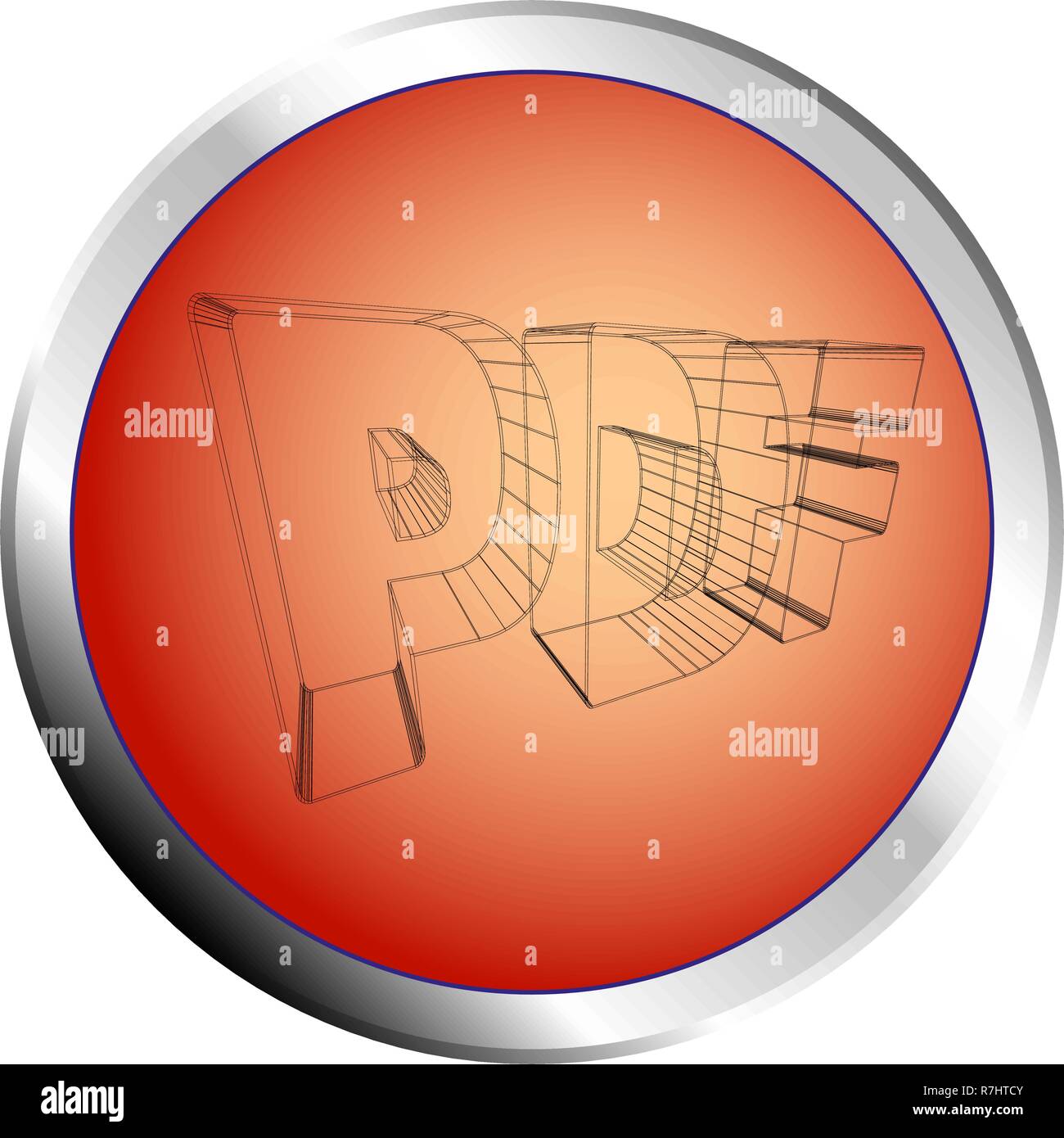 PDF orange circle push button - Vector illustration Stock Vector Image ...