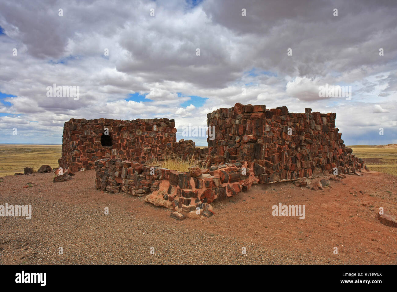 Agate House in Petrified Forest National Park, Arizona, a partially ...