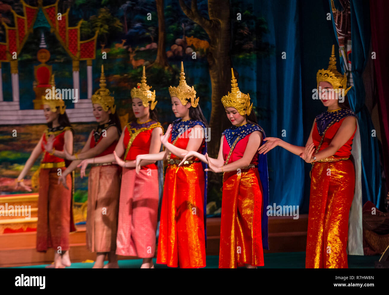 Laotian dancers perform in the Royal Ballet Theatre in Luang Prabang ...