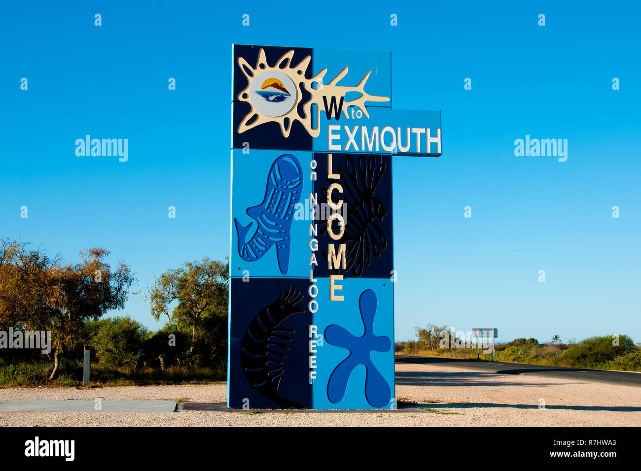 Exmouth Town Welcome Sign - Australia Stock Photo - Alamy