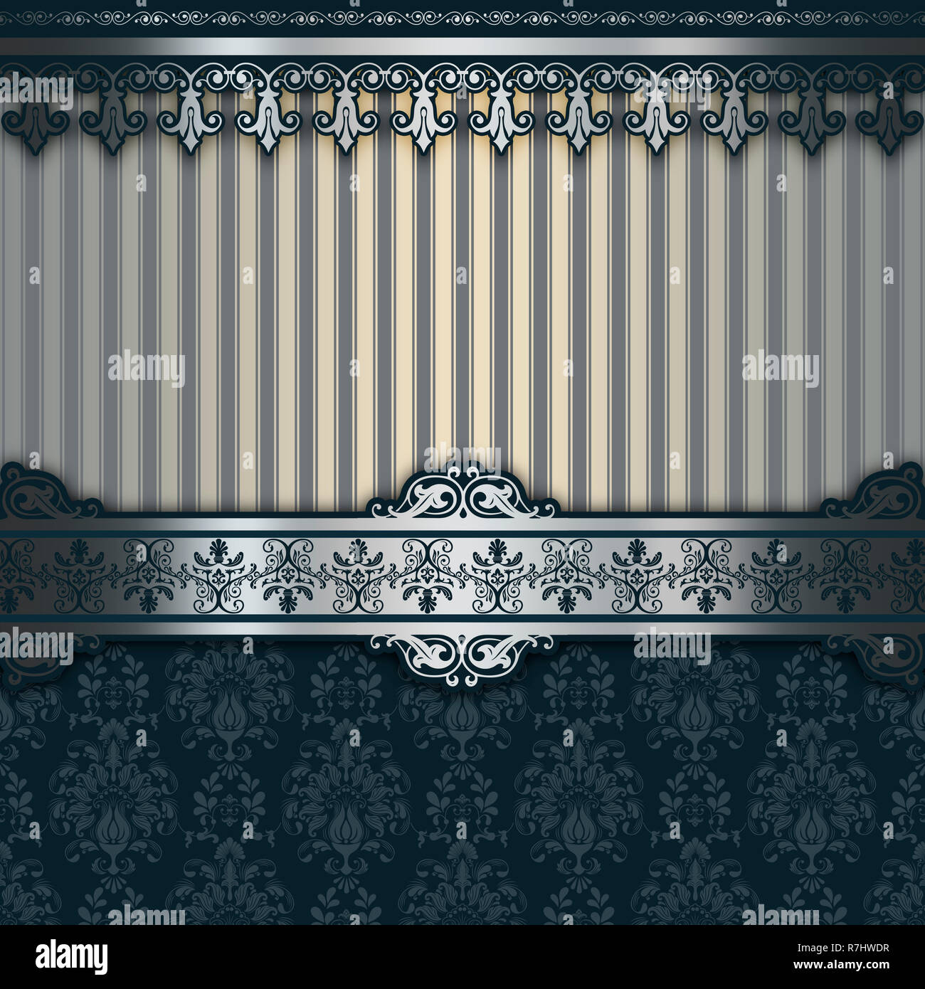 Vintage background with decorative border and floral old-fashioned ...