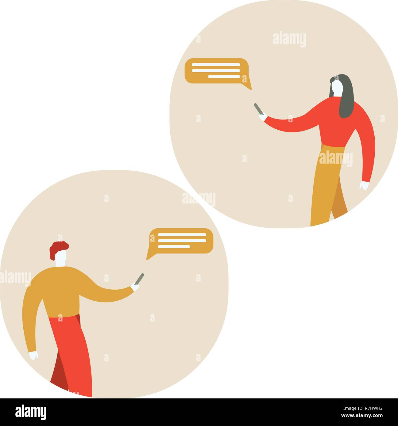 Cartoon character is sending a message from his phone vector ...