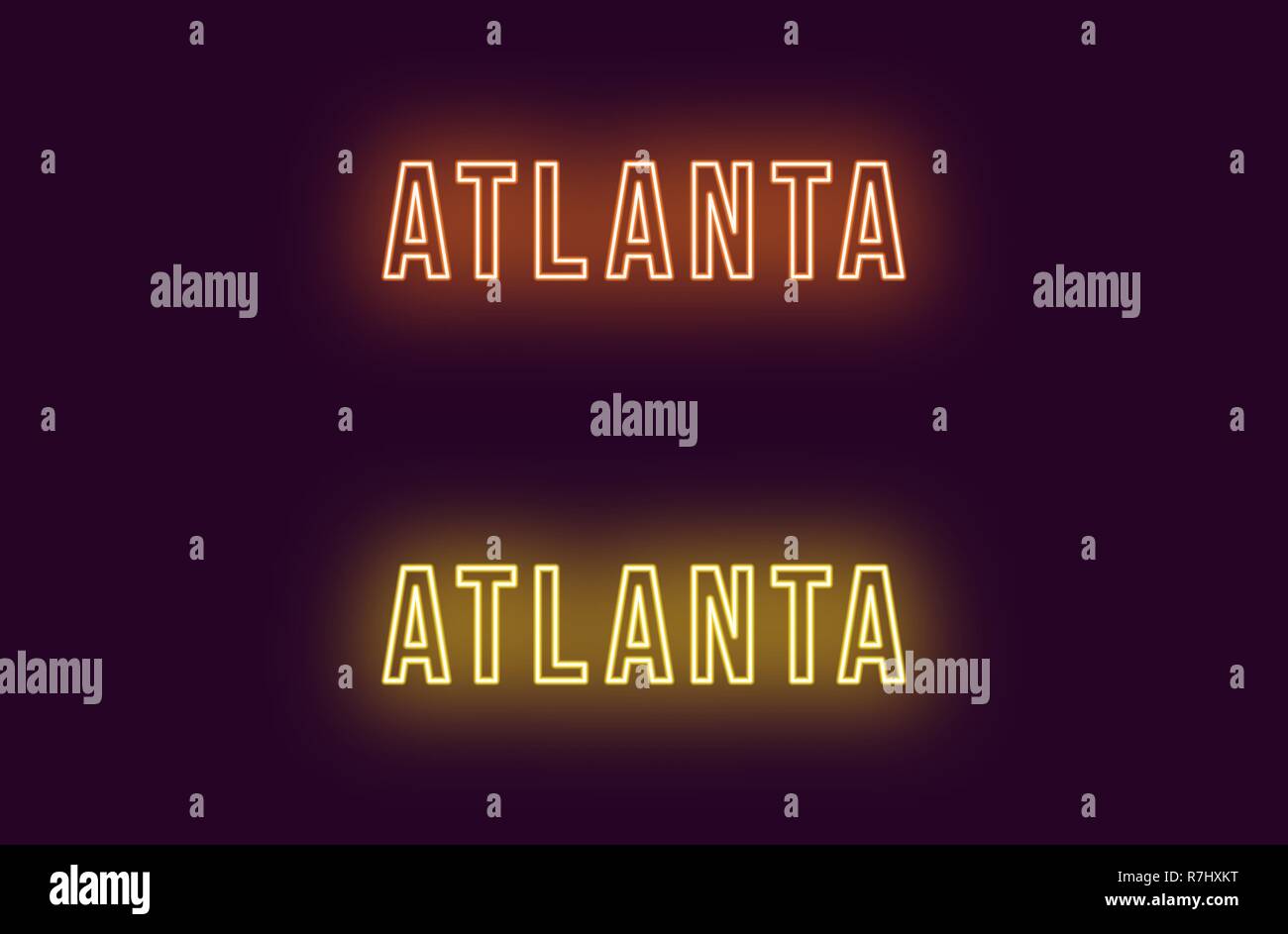 Neon name of Atlanta city in USA. Vector text of Atlanta, Neon ...