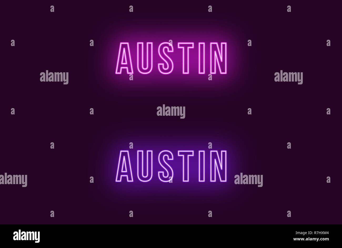 Neon name of Austin city in USA. Vector text of Austin, Neon ...