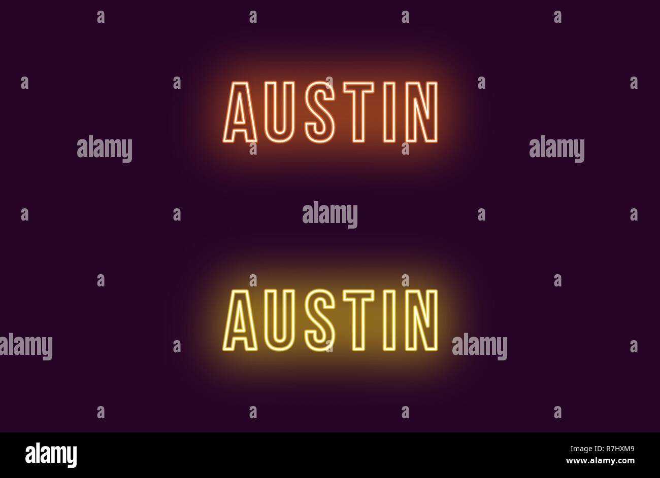 Neon name of Austin city in USA. Vector text of Austin, Neon ...