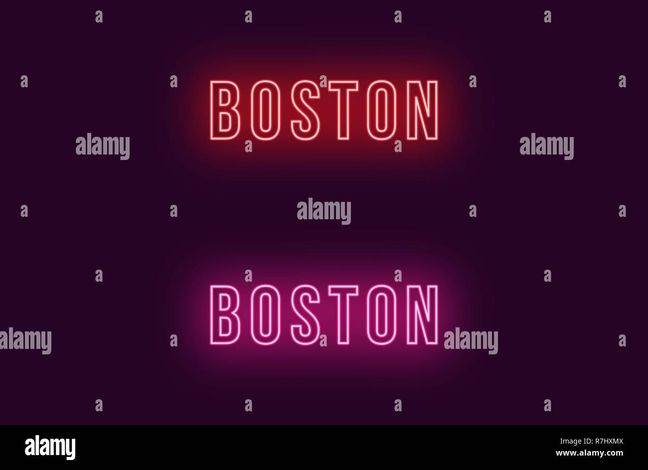 Neon name of Boston city in USA. Vector text of Boston, Neon ...